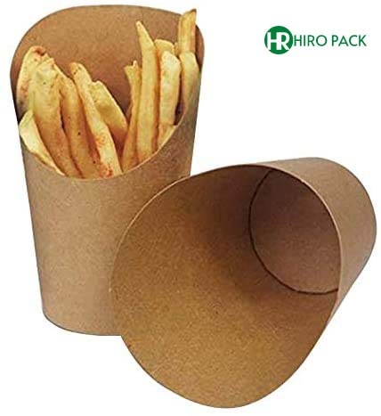 HIRO Manufactured Food Cones with Dip Pocket, Disposable Kraft Paper ...
