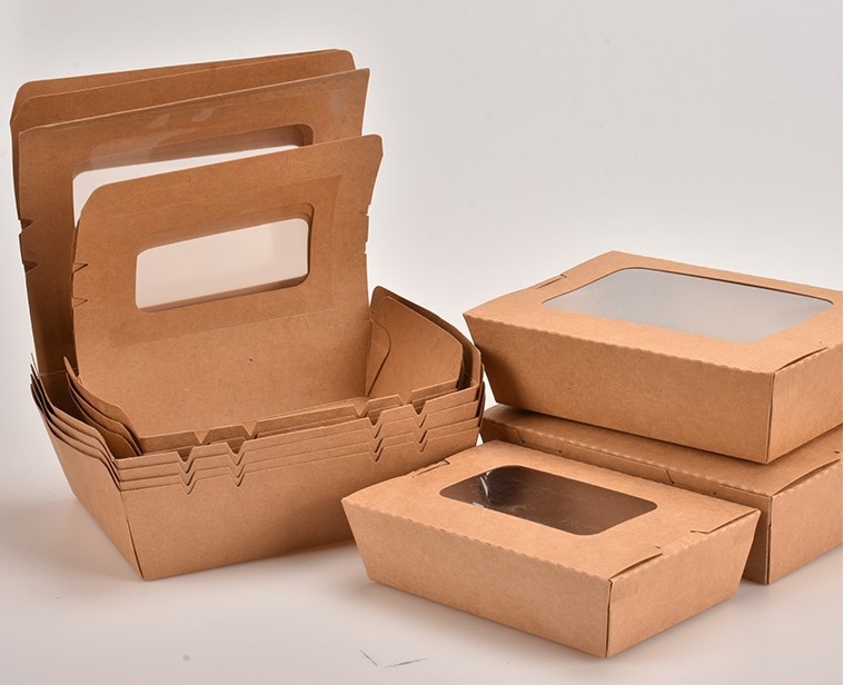 500ml Kraft Paper Lunch box with Window for fast food salad