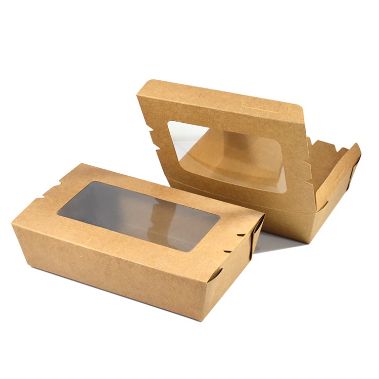2100ml Kraft Paper Lunch box with Window for fast food salad