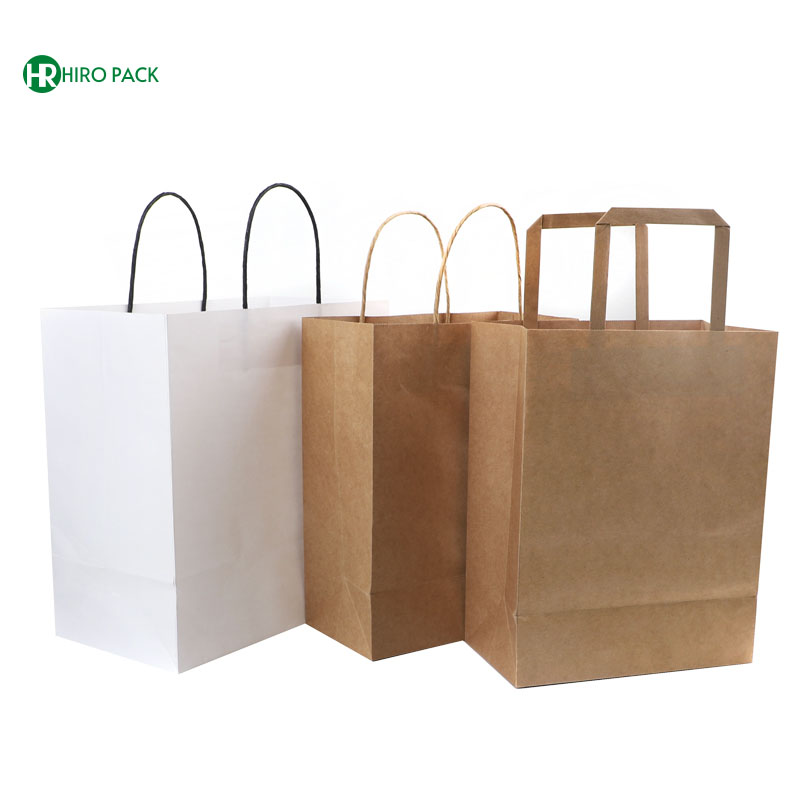 Hiro brown kraft paper bag with flat twisted handles